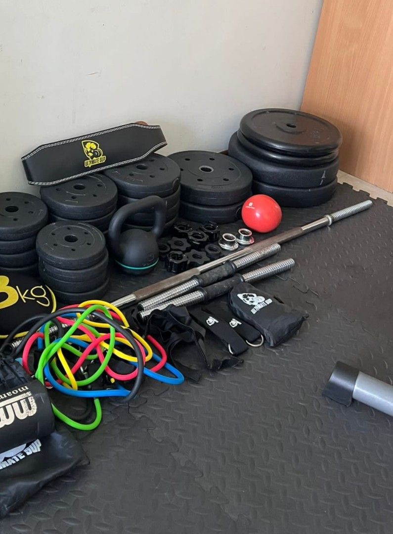 Weights, gym set up, Sports Equipment, Exercise & Fitness, Weights & Dumbbells on Carousell