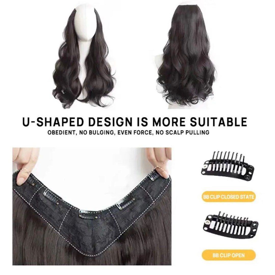 45cm BROWN BLACK Wig Big wave Hair Extensions Piece Simulation Hair ...