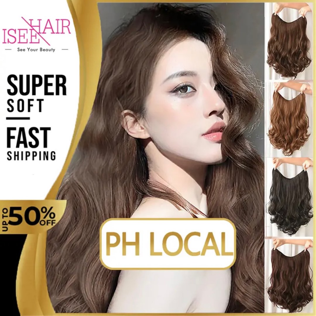 45cm BROWN BLACK Wig Big wave Hair Extensions Piece Simulation Hair ...