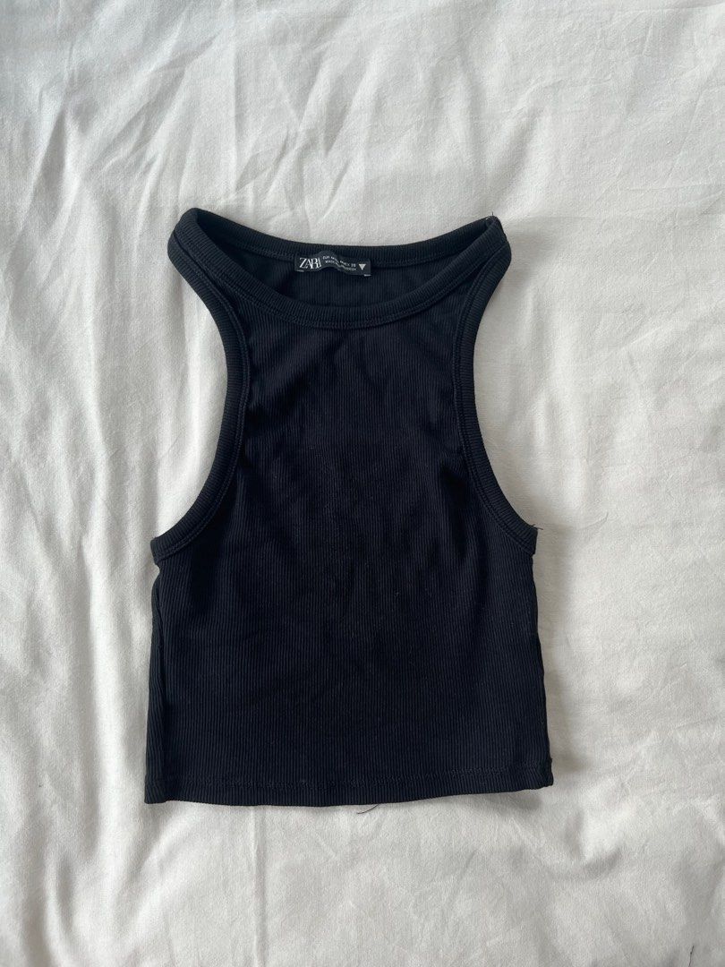 zara black crop tank, Women's Fashion, Tops, Sleeveless on Carousell