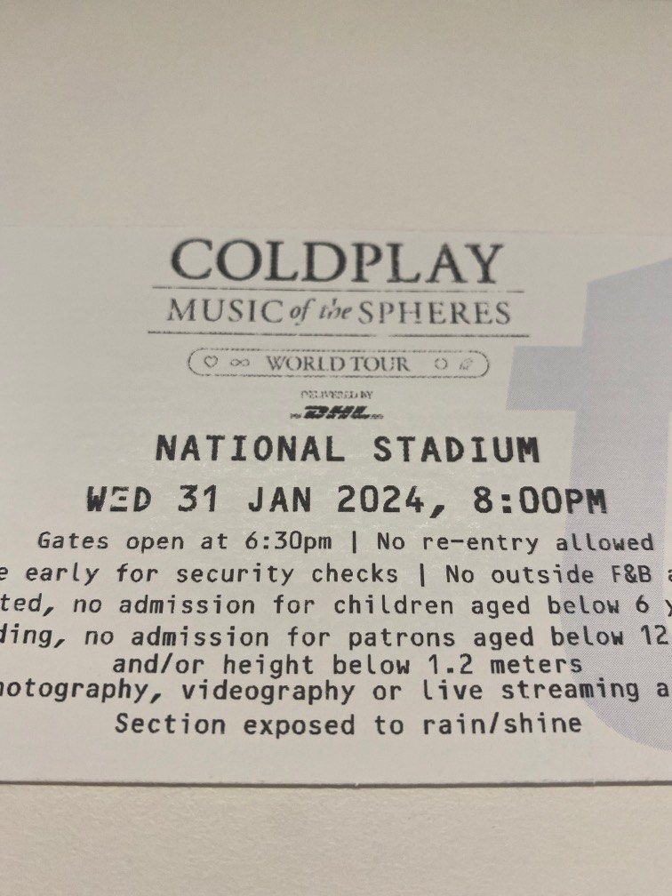 2 x Coldplay CAT 3 Tickets - 31 Jan, Tickets & Vouchers, Event Tickets ...