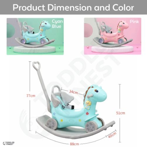 4-in-1 Rocking Horse - Push Glider Pony Rocker Toy - Musical Player ...