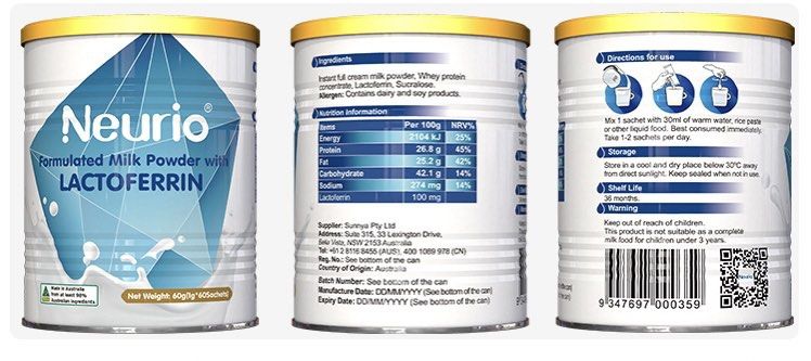現貨 澳洲 Neurio Modified Milk Powder with Lactoferrin｜紐瑞優乳鐵蛋白粉 60g ( 1g*60 ...