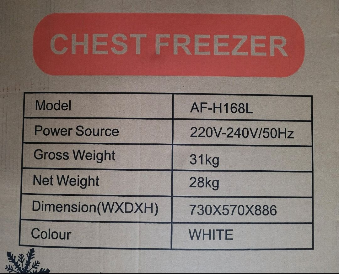 Aifa Chest Freezer AF-H168L 145 Litre, TV & Home Appliances, Kitchen ...