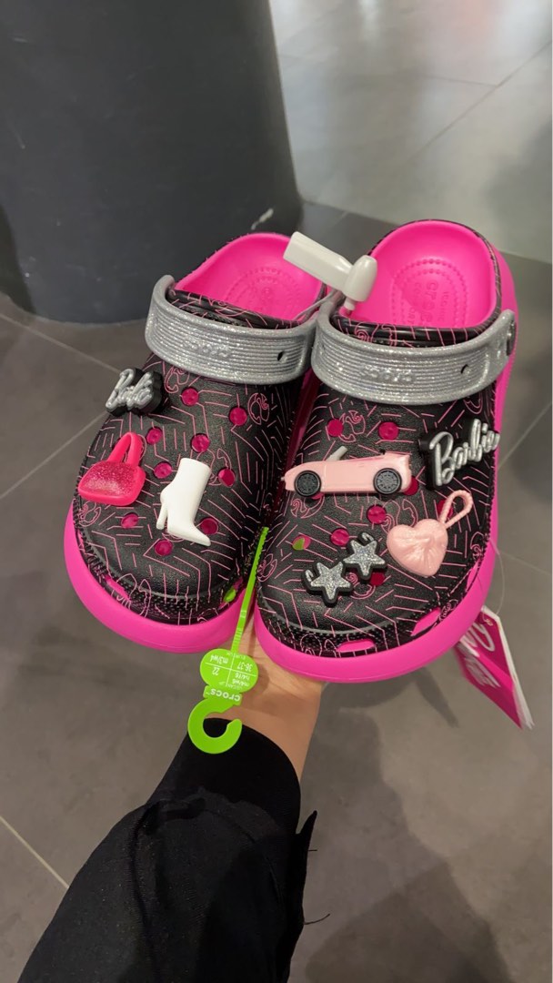 Barbie Crocs, Women's Fashion, Footwear, Flipflops and Slides on Carousell