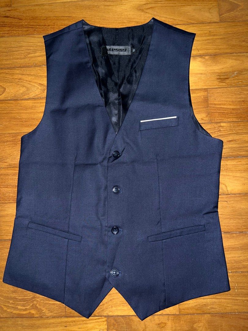 Blue suit vest, Men's Fashion, Tops & Sets, Vests on Carousell