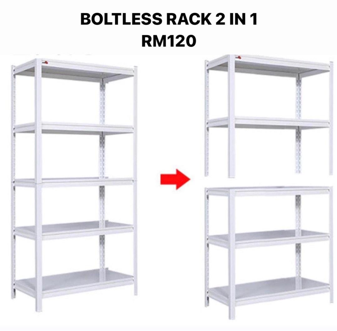 Boltless rack 2 in 1 5 level, Furniture & Home Living, Furniture ...