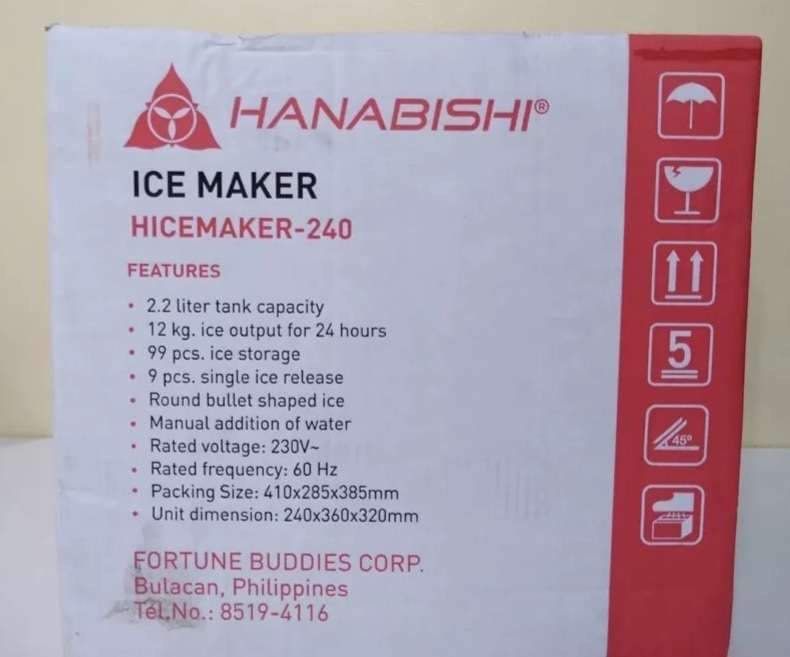 Brand New! Hanabishi Ice Maker 2.2L Capacity, TV & Home Appliances ...
