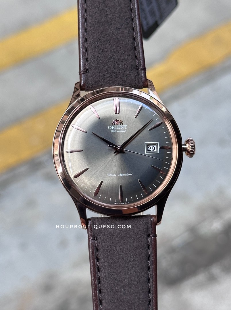 Brand New Orient Bambino Rose Gold Case, Olive Green Dial Automatic ...