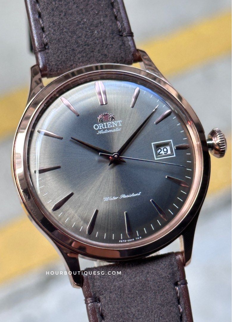 Brand New Orient Bambino Rose Gold Case, Olive Green Dial Automatic ...