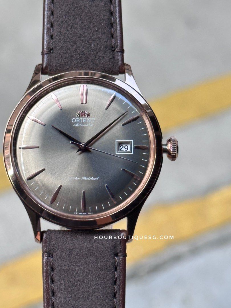 Brand New Orient Bambino Rose Gold Case, Olive Green Dial Automatic ...