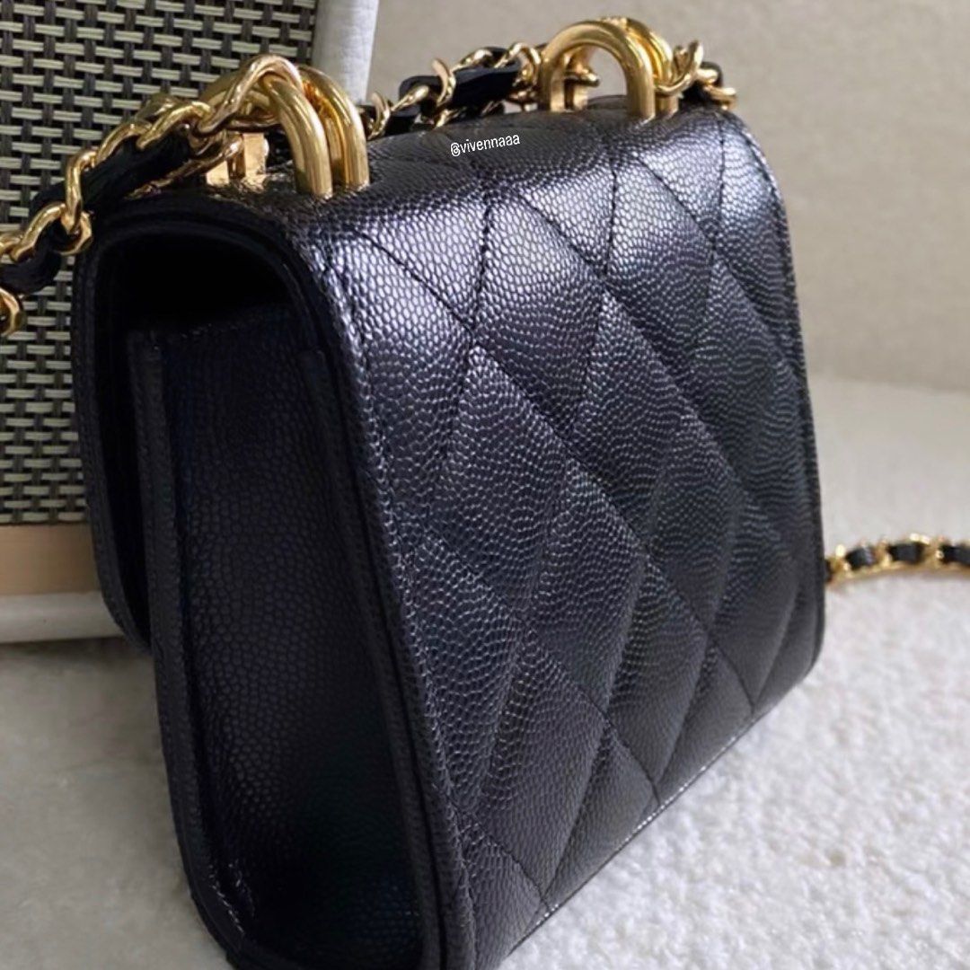 Chanel Mini Square - Black Caviar with Gold Hardware, Luxury, Bags ...