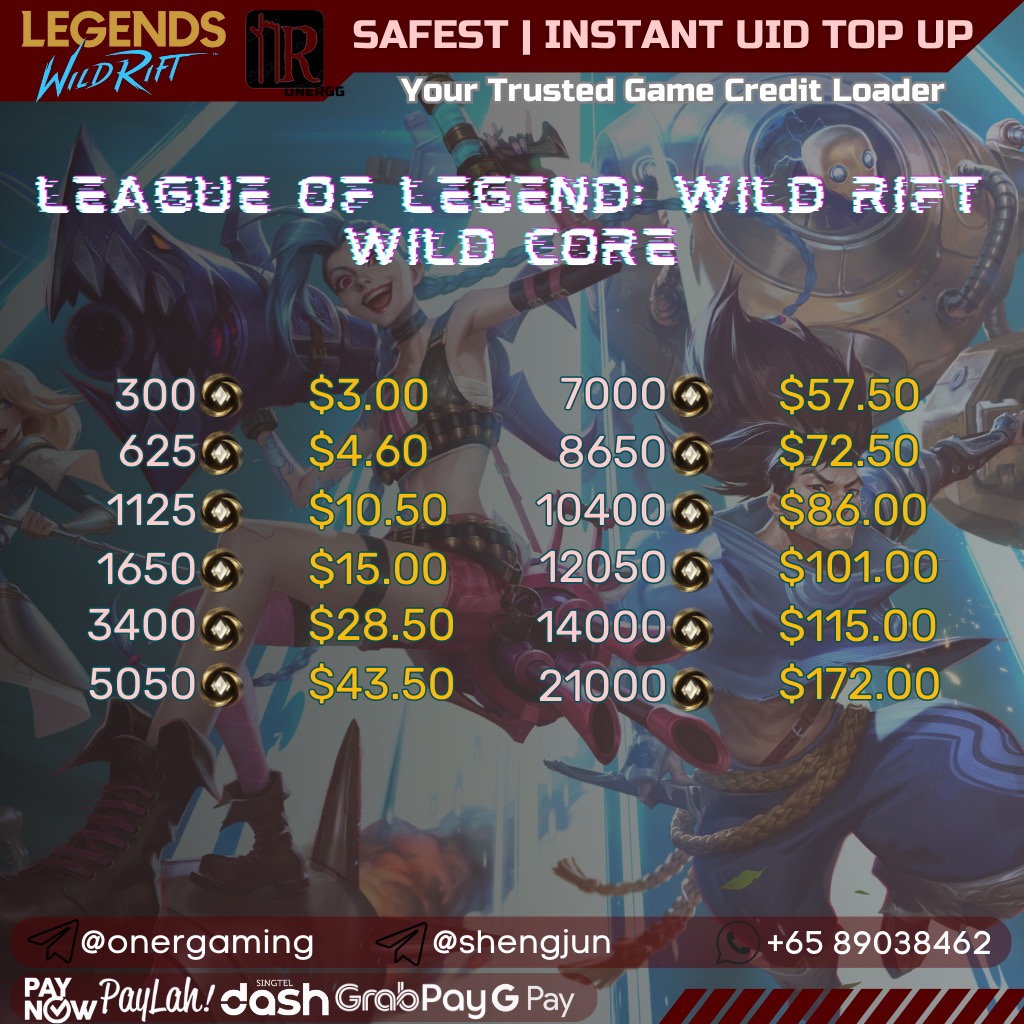 [CHEAPEST] LEAGUE OF LEGENDS TOP UP | Wild Rift Top Up | League Of ...