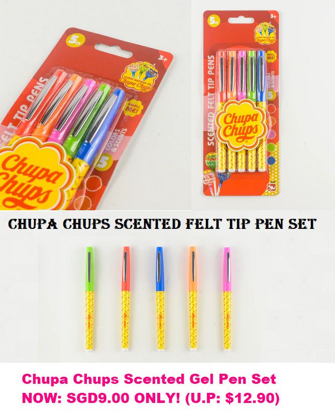 Chupa Chups Scented Gel/Felt Tip Pen Set, Hobbies & Toys, Stationery ...