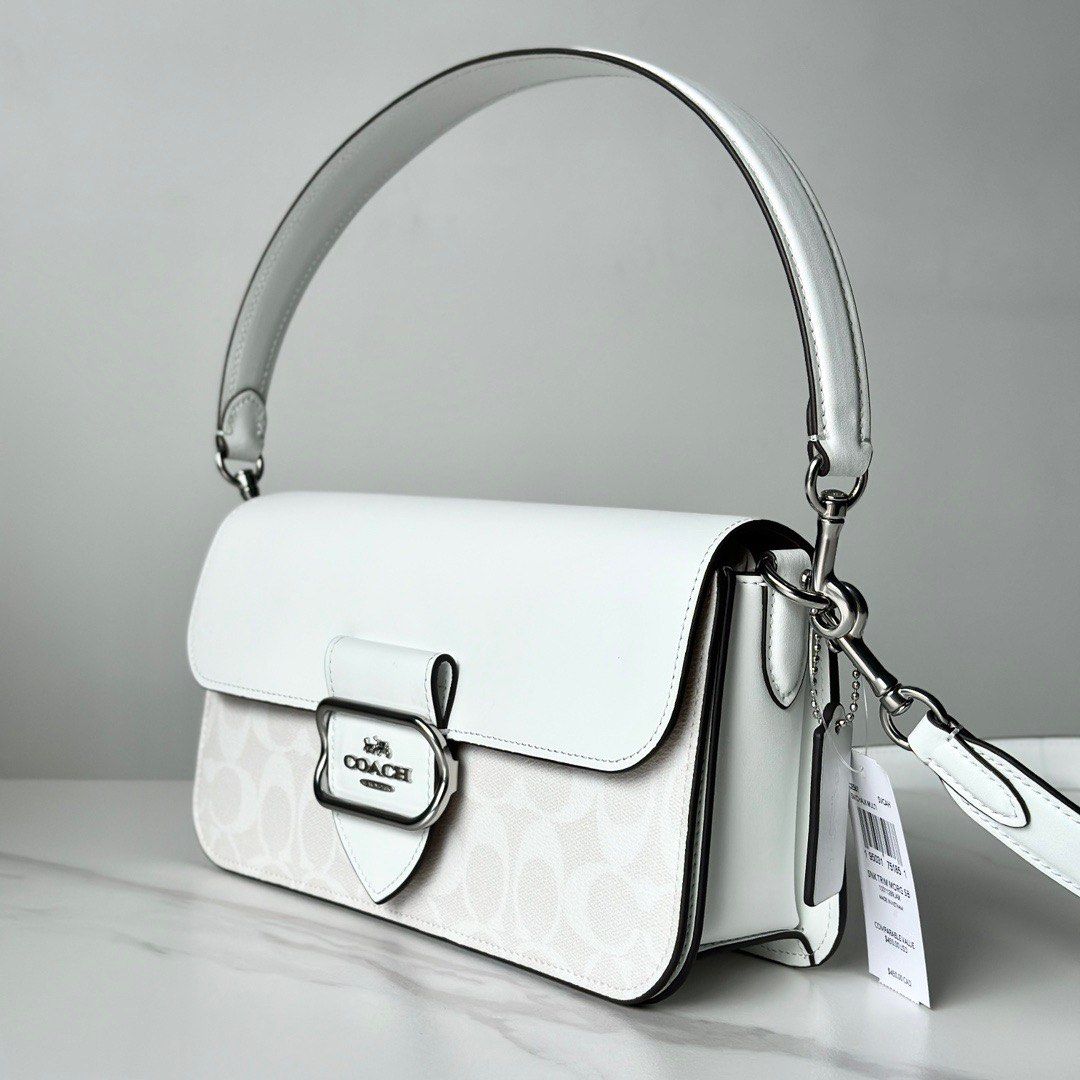 Coach Morgan Georgie Shoulder Bag in Signature Canvas White, Luxury ...