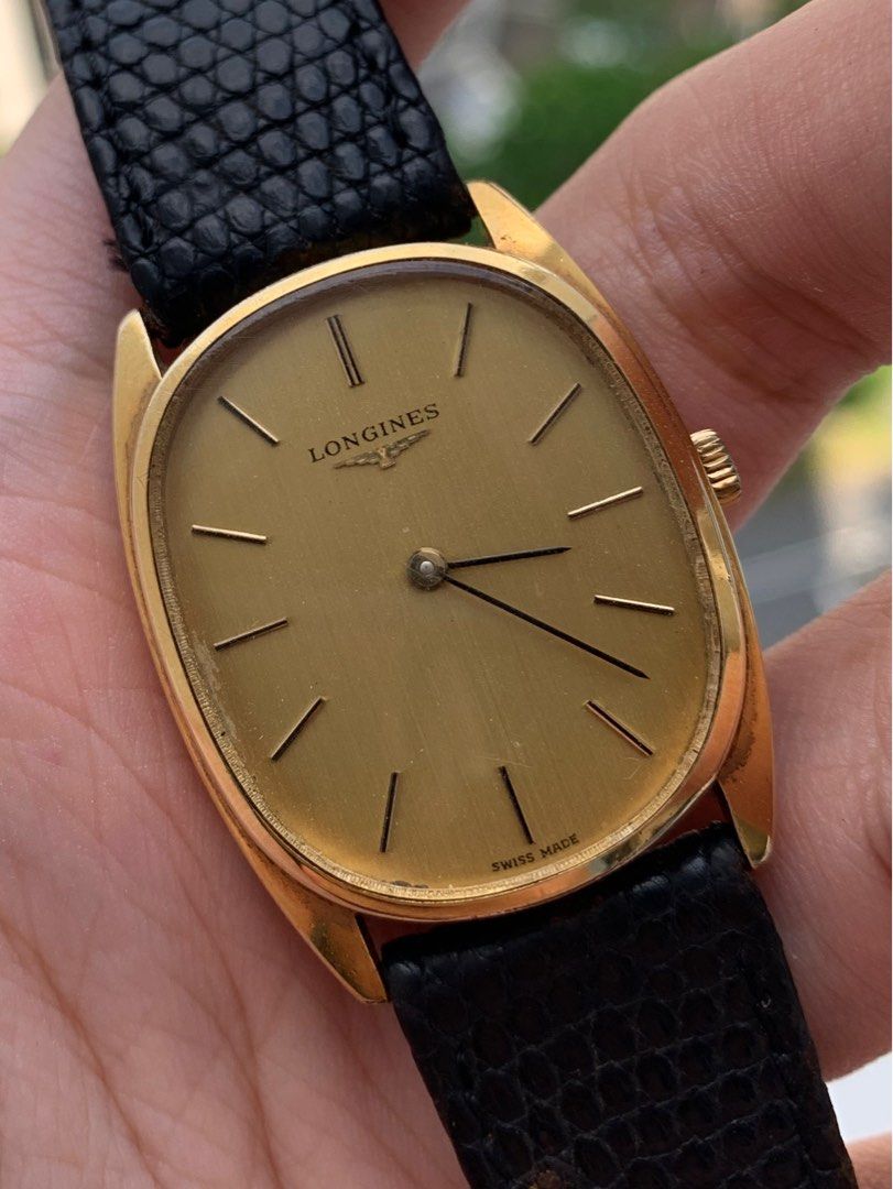 (Extremely rare) Longines Ellipse manual winding GP gold dial and case ...