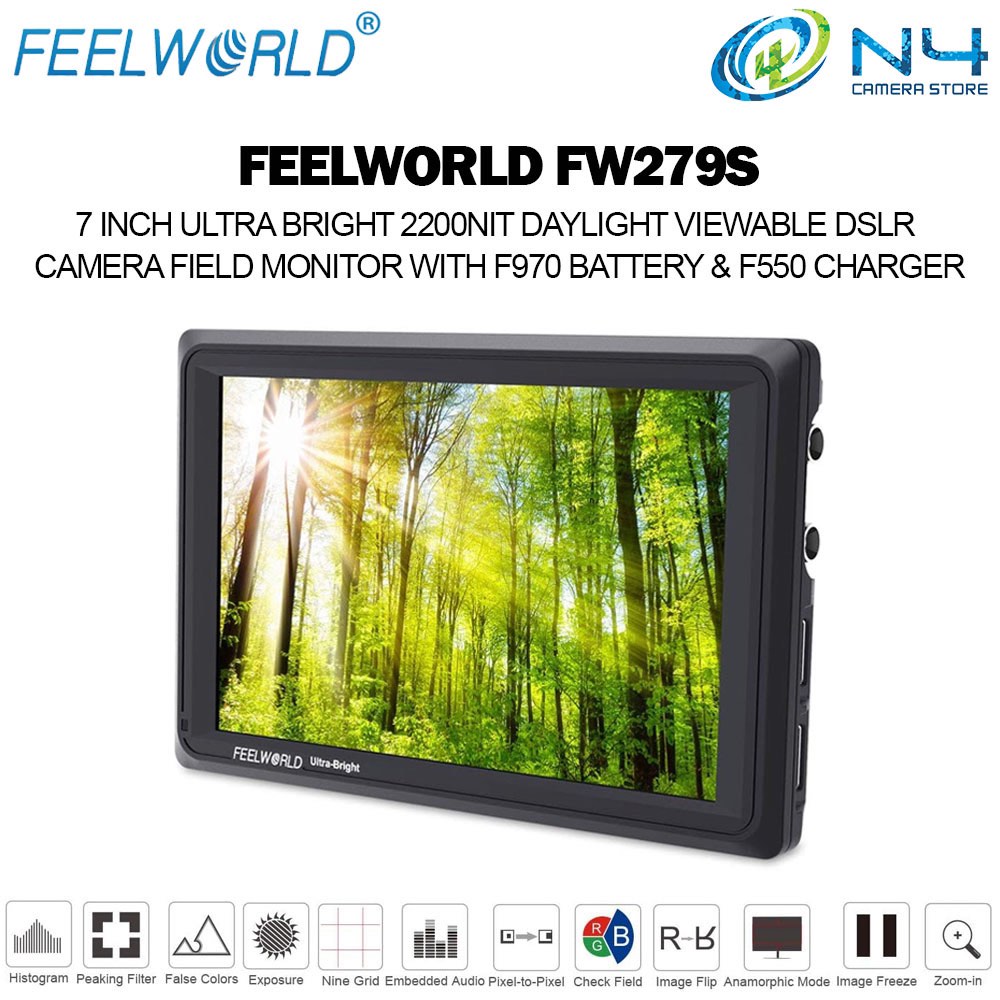 FEELWORLD FW279S 7 INCH ULTRA BRIGHT 2200NIT DAYLIGHT VIEWABLE DSLR ...