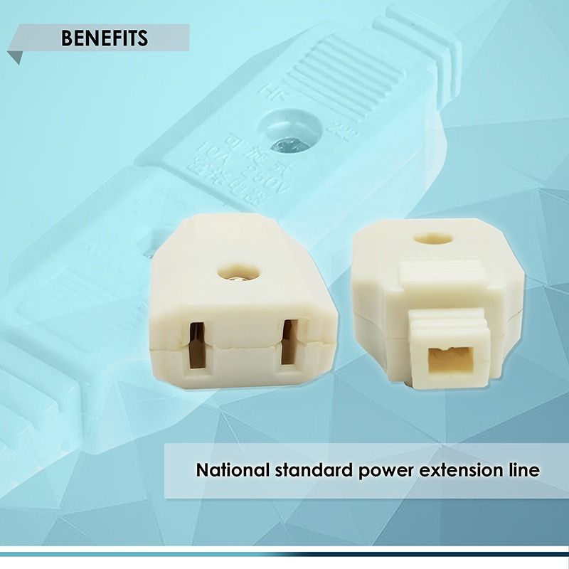 FEMALE PLUG SOCKET, 10A 250V US 2-PIN, AC ELECTRIC POWER WIRE EXTENSION ...