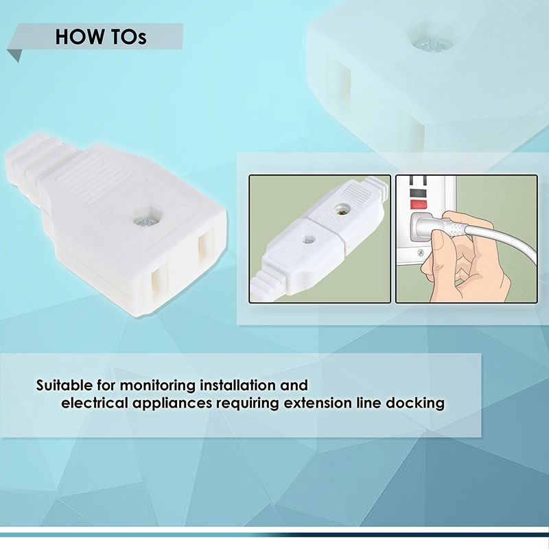FEMALE PLUG SOCKET, 10A 250V US 2-PIN, AC ELECTRIC POWER WIRE EXTENSION ...