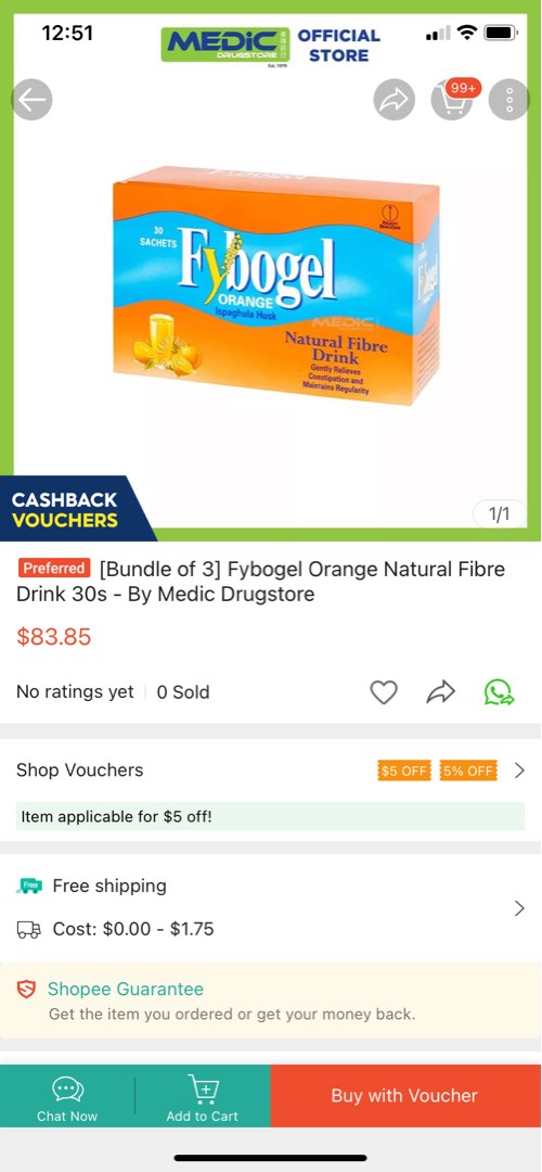 Fybogel orange flavour natural fibre drink 30 Sachets 1 box expiry ...