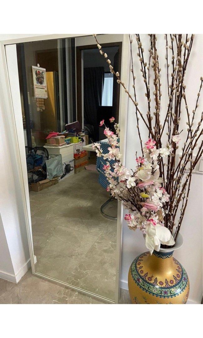 IKEA Large Mirror Stave (White), Furniture & Home Living, Home Decor ...