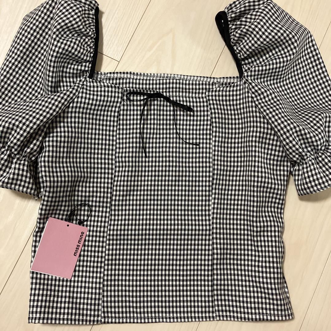 Japan Michell Macaron / miss mine gingham square neck top jirai kei ryousangata, Women's Fashion ...