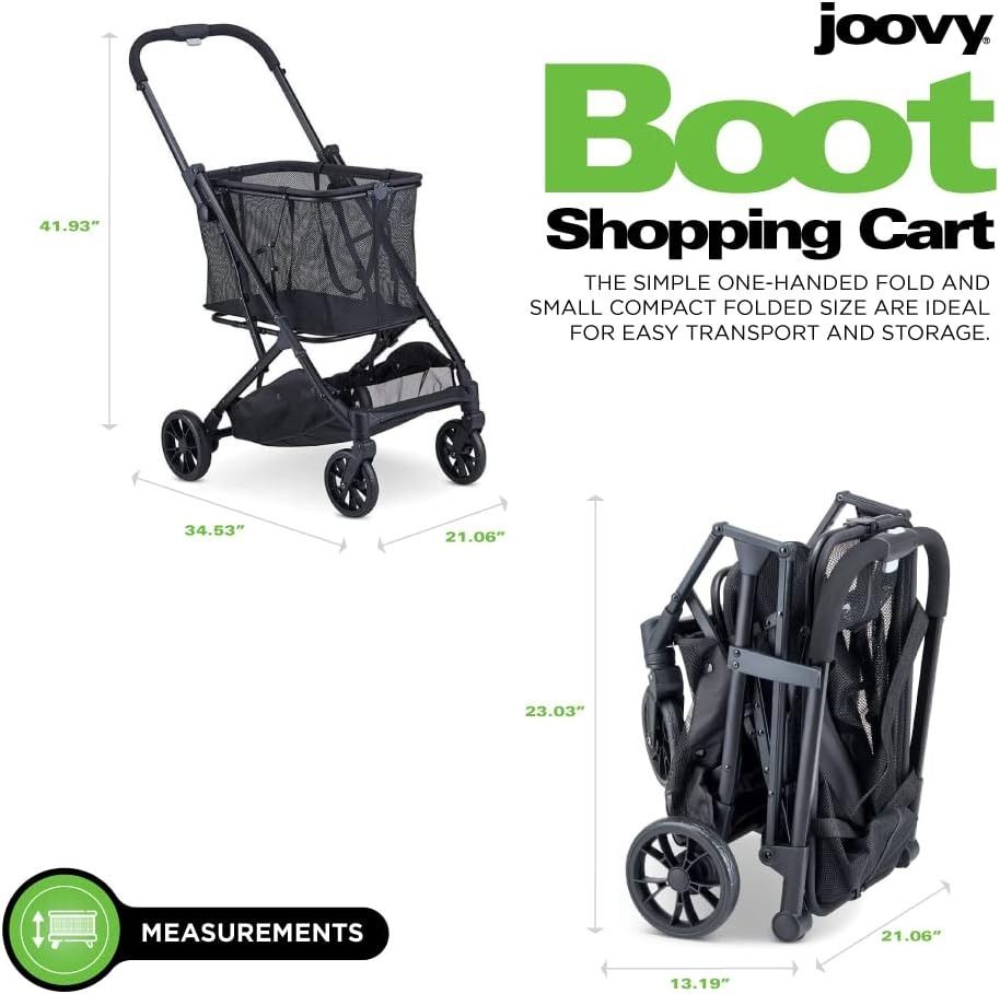 Joovy Boot Shopping Cart Featuring 70 Lbs Total Weight Capacity (Black ...