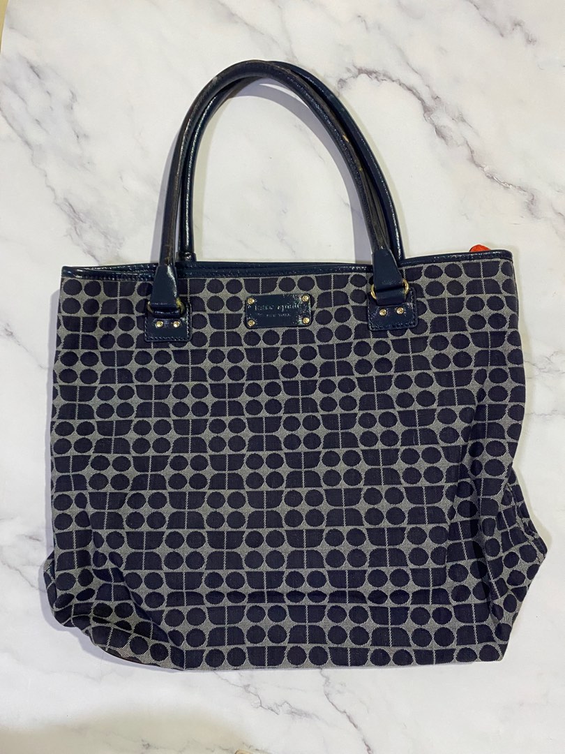 Kate Spade Blue Monogram Bag, Women's Fashion, Bags & Wallets, Tote ...