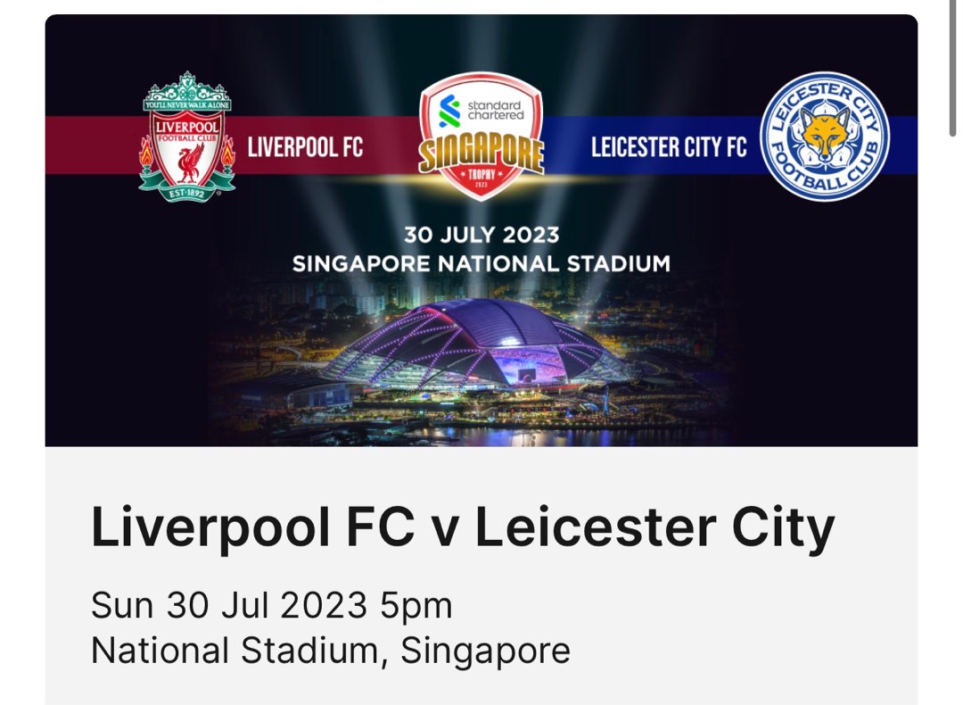 Liverpool FC match tickets on 30 Jul (a pair), Tickets & Vouchers, Event Tickets on Carousell