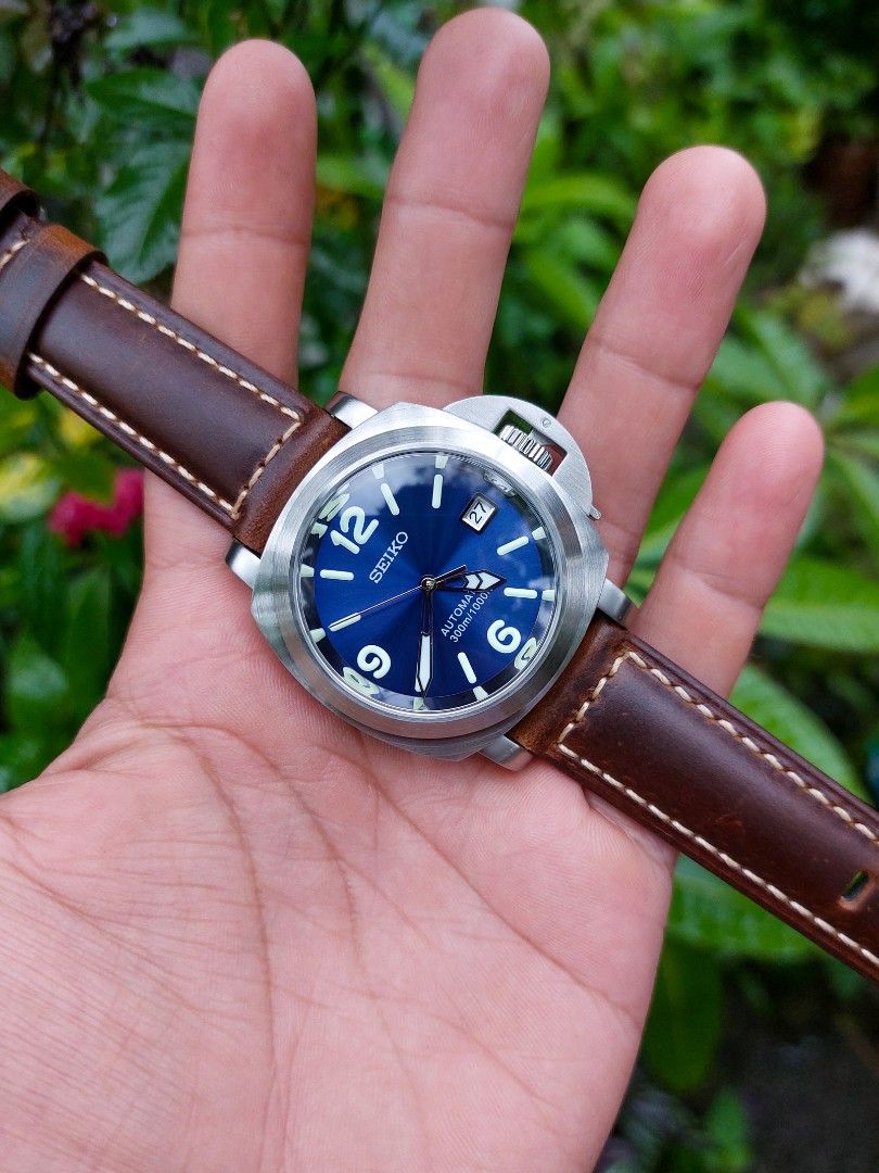 (MADE TO ORDER) Seiko Custom Build PANERAI HOMAGE Blue Dialed Automatic ...