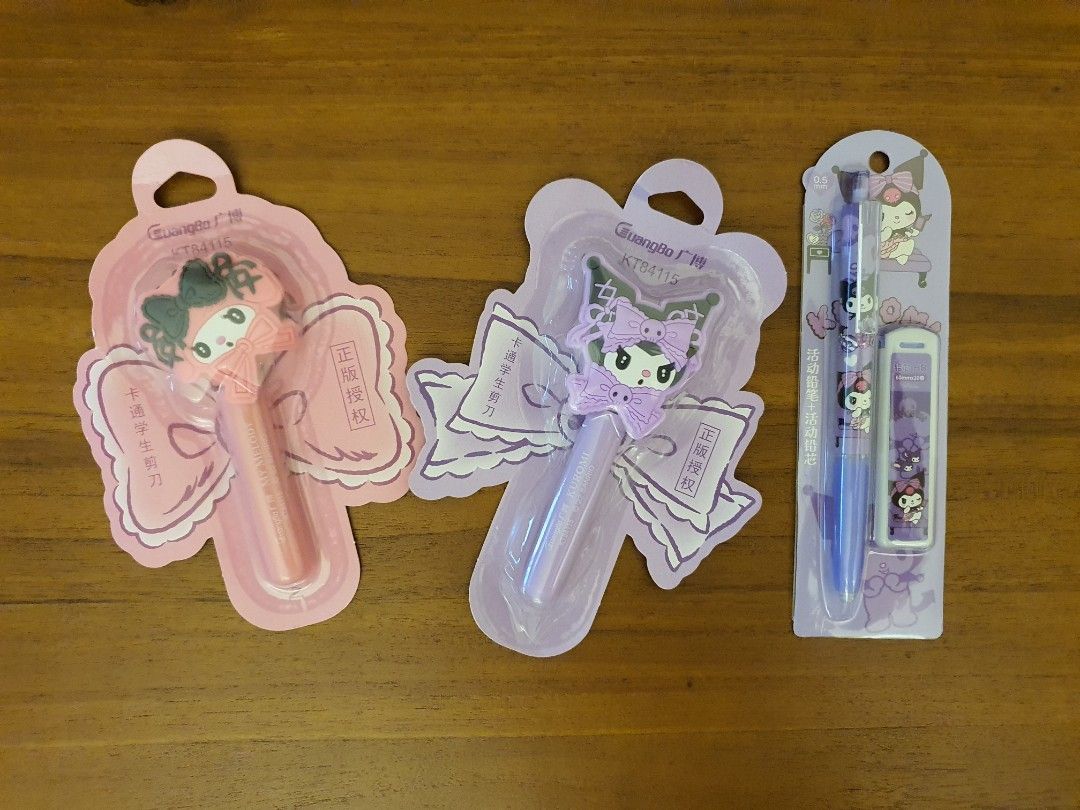 Melody kuromi student scissors mechanical pencil with lead set, Hobbies ...