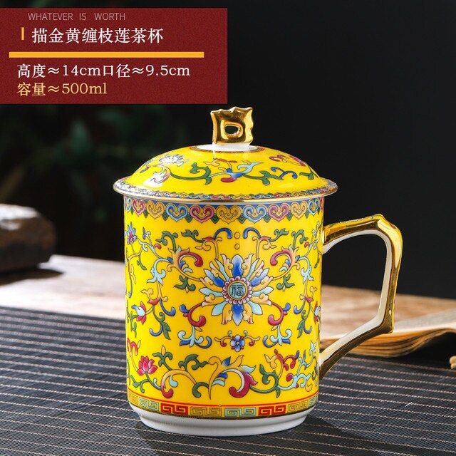 NEW Chinese Dynasty Emperor n Empress Ceramic Tea cup with lid couple ...