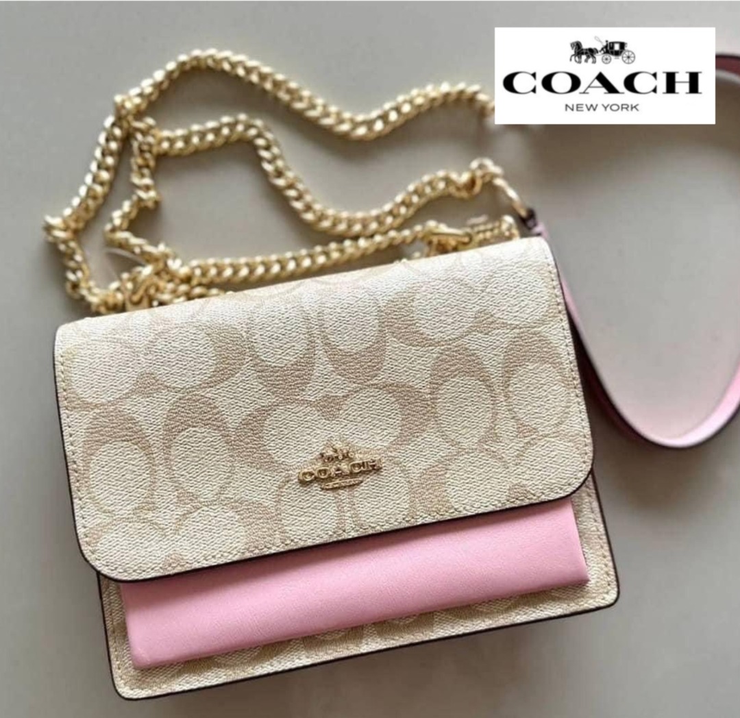 New Coach Original Khaki Pink Klare Crossbody In Signature Canvas ...