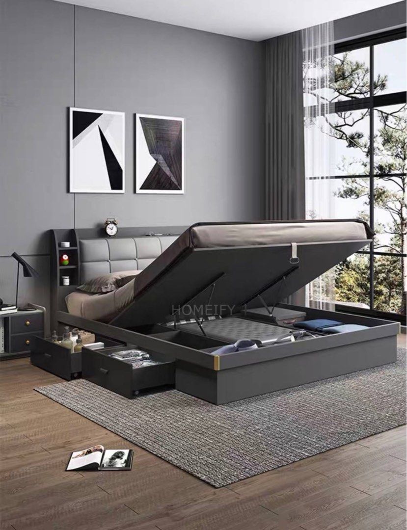 NOBU Modern All in One Bedframe, Furniture & Home Living, Furniture ...