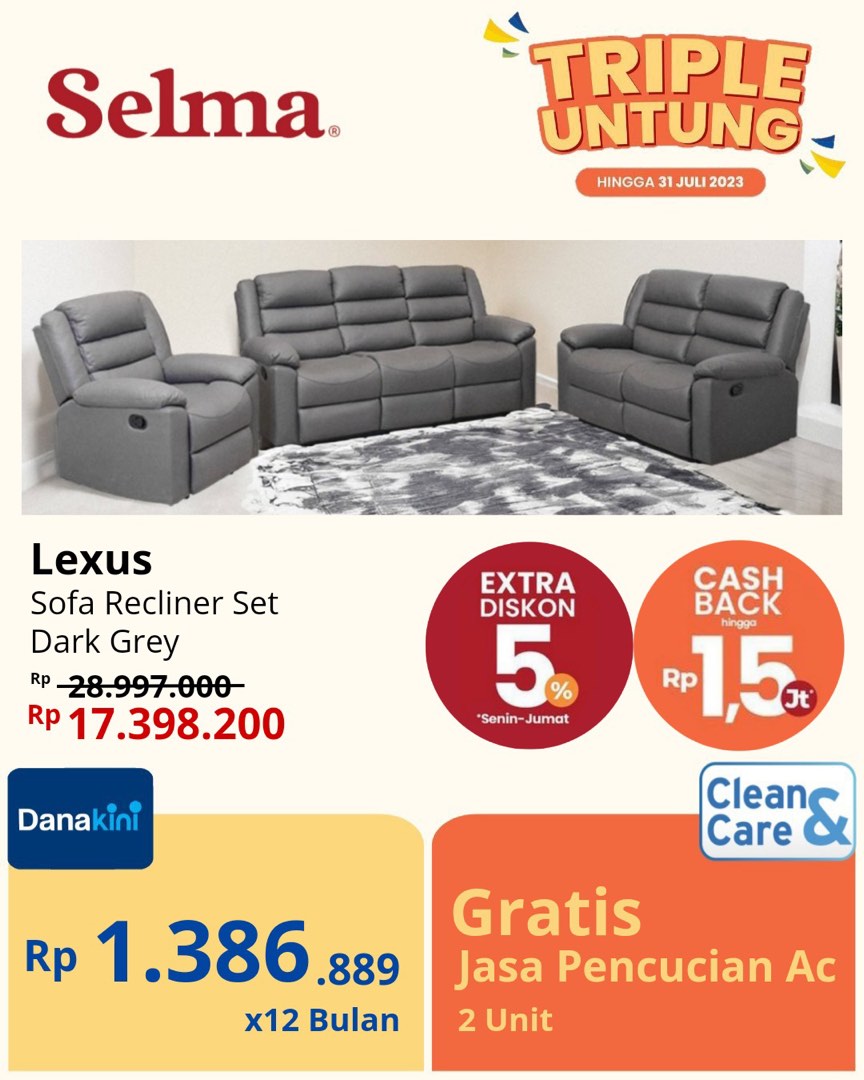 Obral set sofa keluarga bisa cicilan, Perabotan Rumah di Carousell