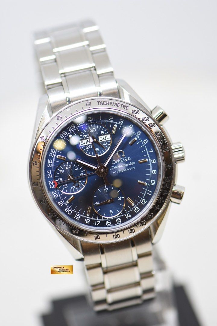 OMEGA SPEEDMASTER CHRONOGRAPH DAY-DATE-MONTH 39mm STEEL BLUE DIAL 3523. ...