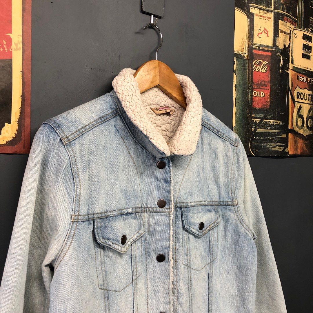 ORGINAL HIGHWAY JEANS SHERPA DENIM, Women's Fashion, Coats, Jackets and ...
