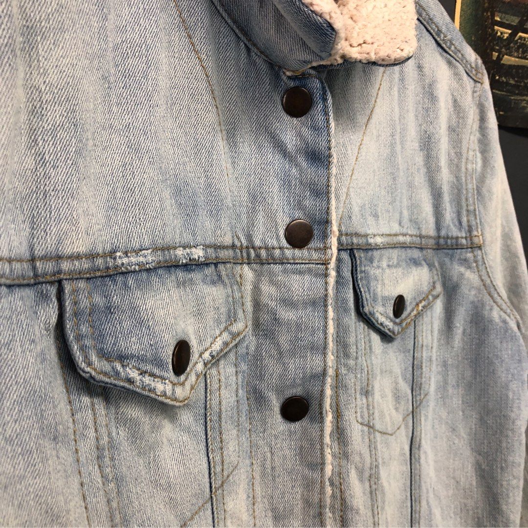 ORGINAL HIGHWAY JEANS SHERPA DENIM, Women's Fashion, Coats, Jackets and ...