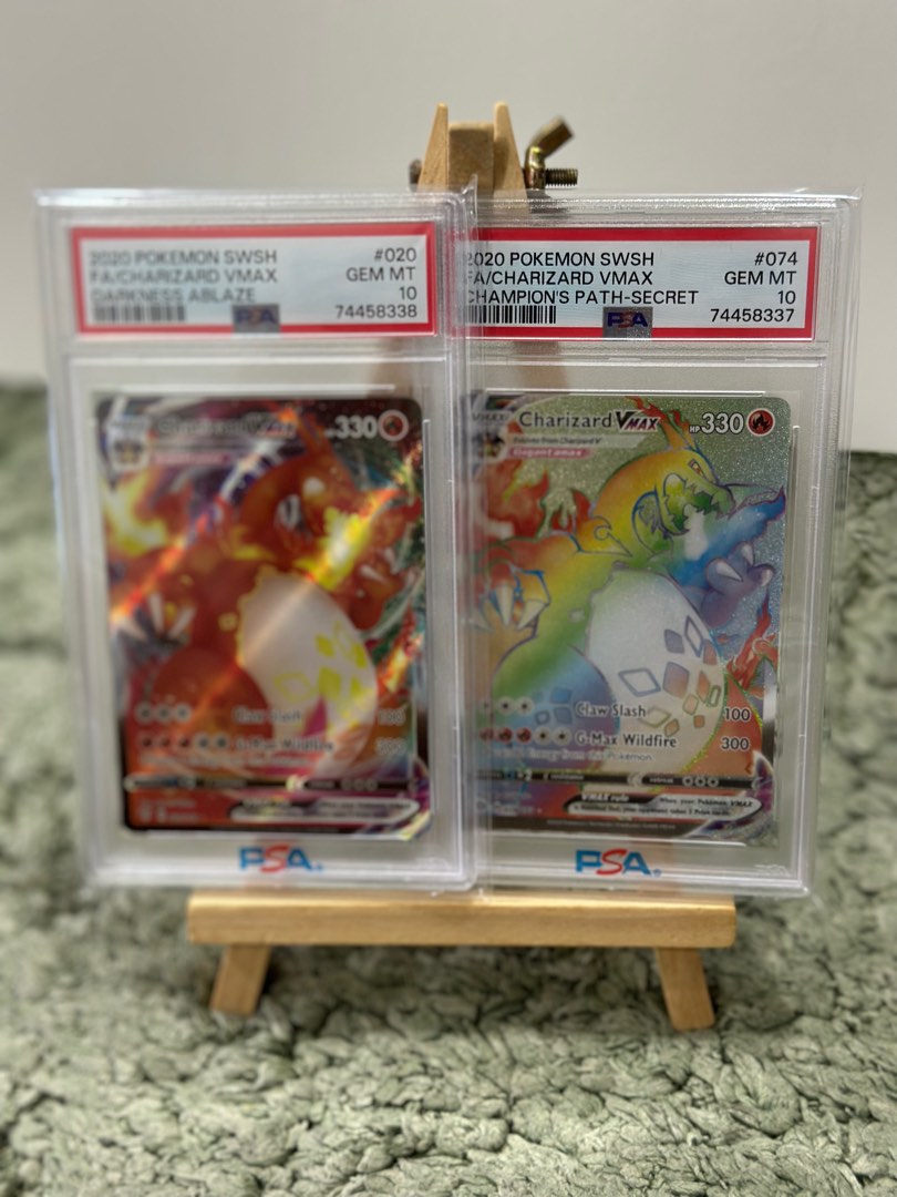 Pokemon Charizard Vmax PSA 10 Pair, Hobbies & Toys, Toys & Games on Carousell