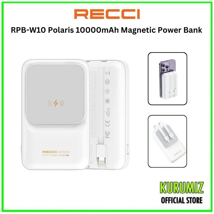 Recci RPB-W10 Polaris 10000mAh Magnetic Power Bank, Mobile Phones & Gadgets, Mobile & Gadget ...