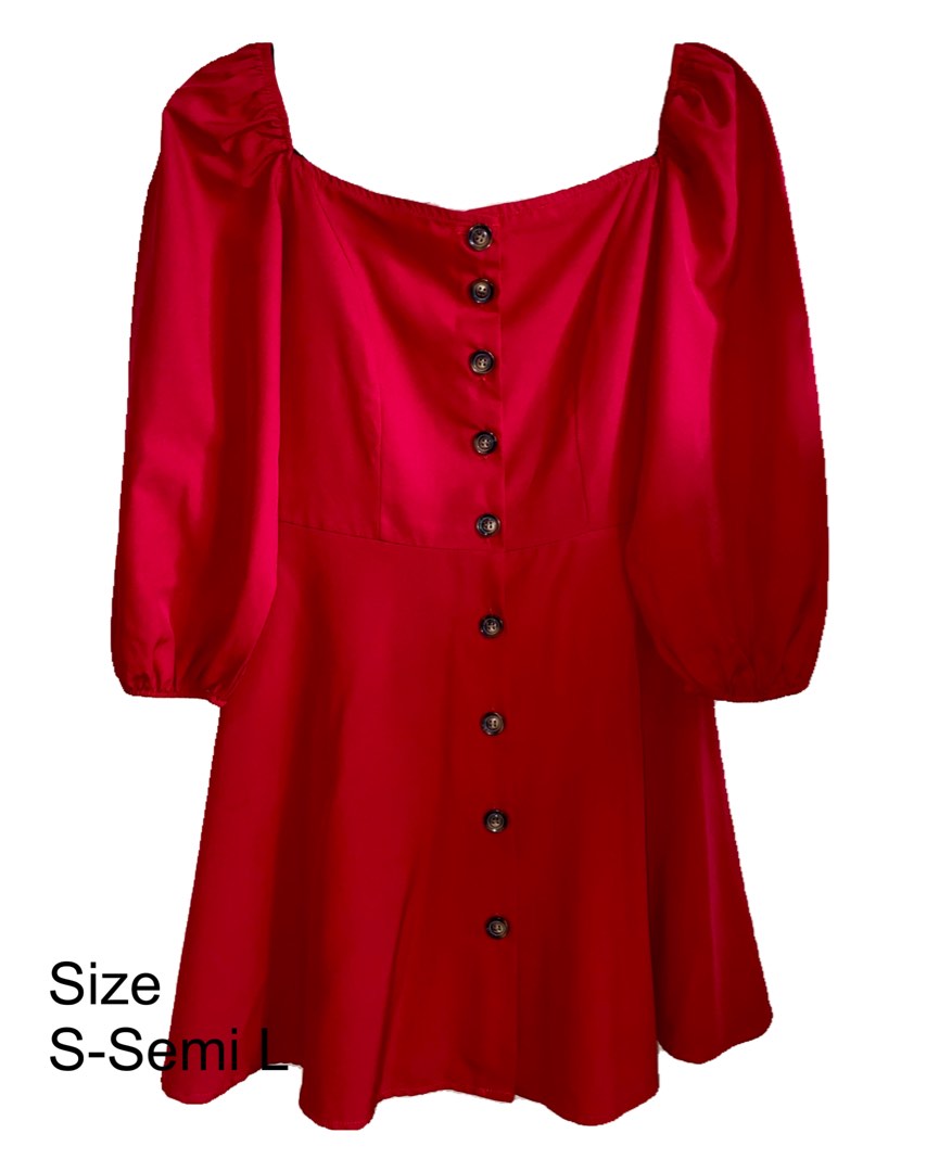 Red Puff Dress On Carousell