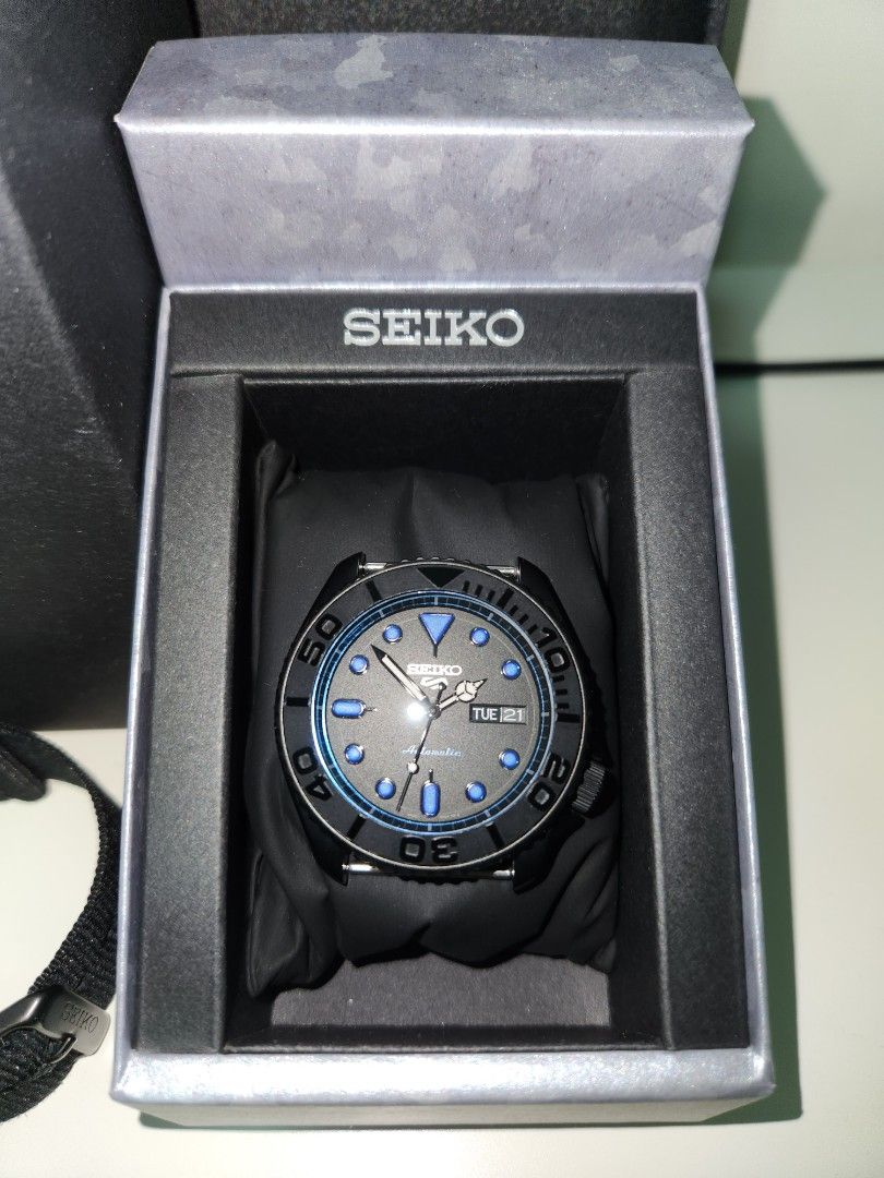 Seiko 5 Blue Eyes Black Out By H2HUB, Luxury, Watches on Carousell