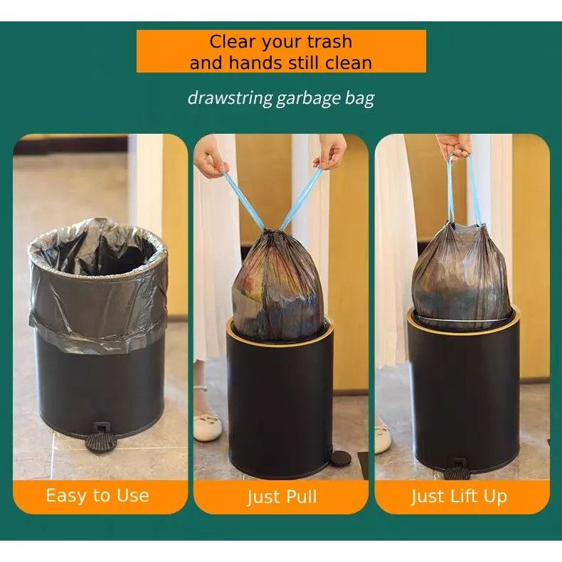 [SG Ready Stock] 75/100 pcs Drawstring/Handle Garbage Bag Black Plastic ...