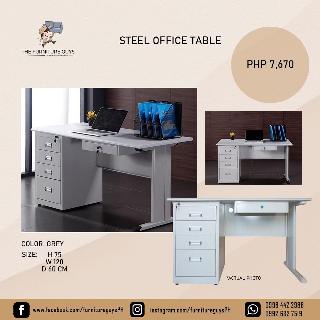 STEEL OFFICE TABLE, Furniture & Home Living, Furniture, Tables & Sets ...
