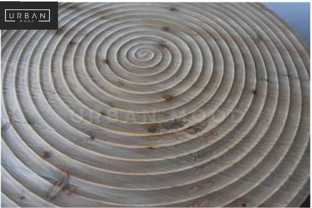 SYBIL Rustic Solid Wood Round Coffee Table, Furniture & Home Living ...