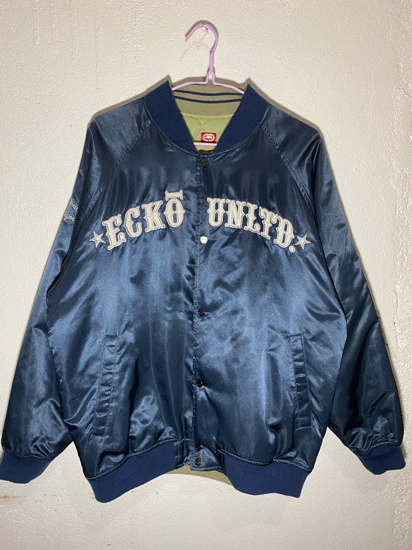 Vintage Ecko UNLTD Reversible Quilted Satin Varsity Jacket on Carousell