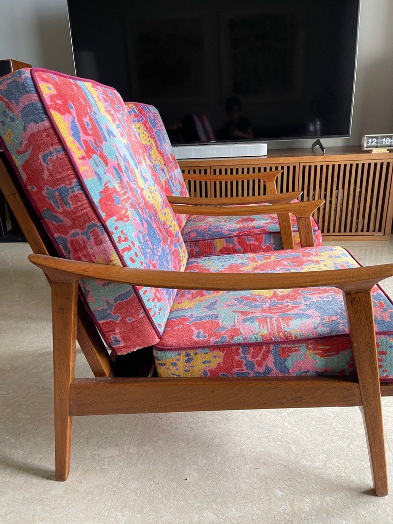 Vintage Pak Awang armchairs with velvet cushions, Furniture & Home ...