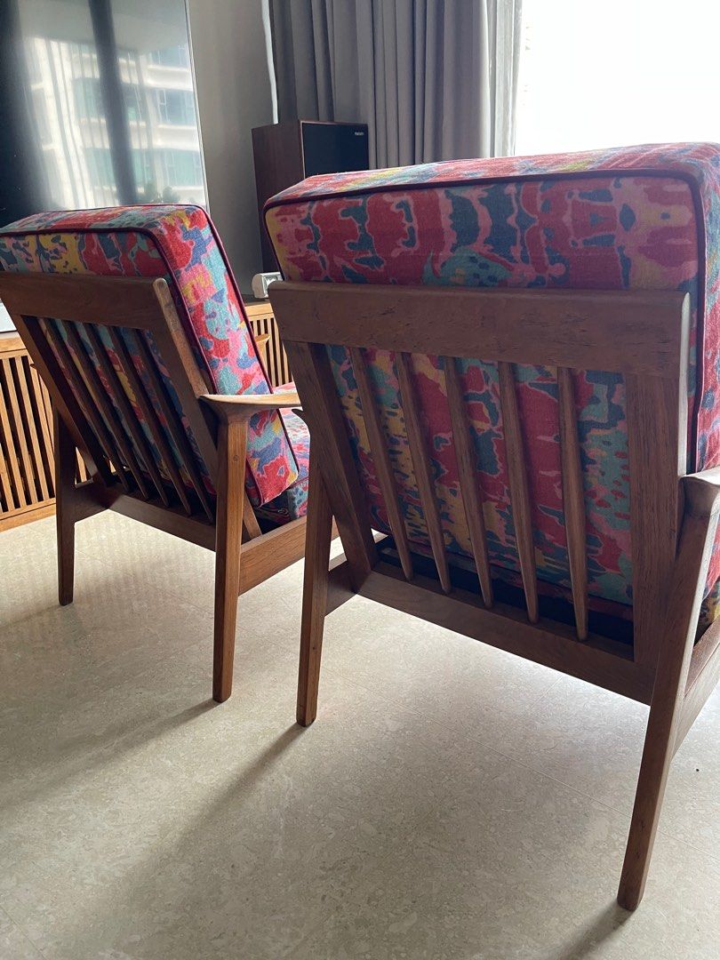 Vintage Pak Awang armchairs with velvet cushions, Furniture & Home ...
