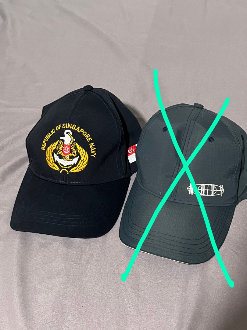 vintage singapore navy caps, Men's Fashion, Watches & Accessories, Caps ...