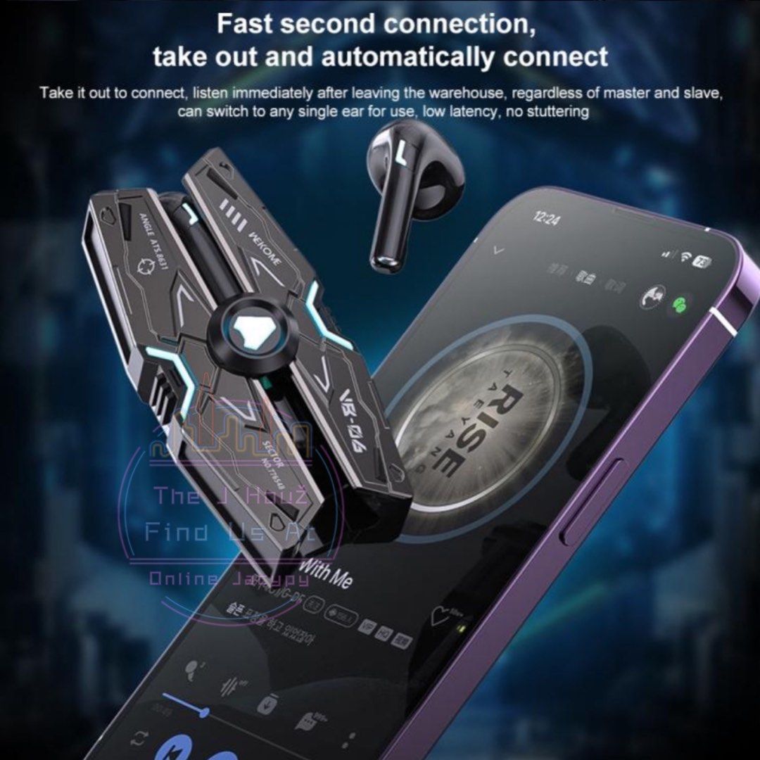 Wekome VB06 Mecha Stylish Dynamic Metal Wireless Gaming Earbuds Headset ...